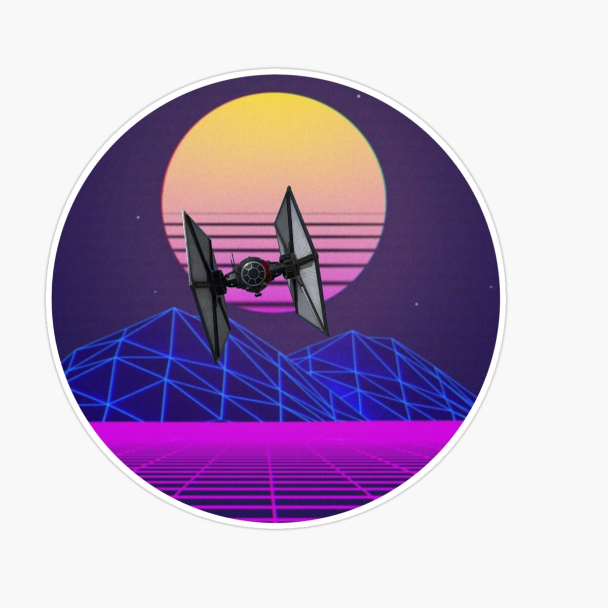 Maneki Vaporwave Tie Fighter Sticker, Phone Decal Water Bottle Stickers ...