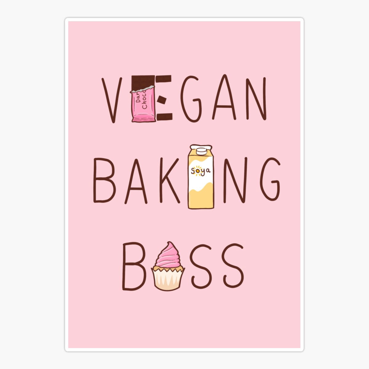 Maneki Vegan Baking Boss Sticker, Phone Decal Water Bottle Stickers Car ...
