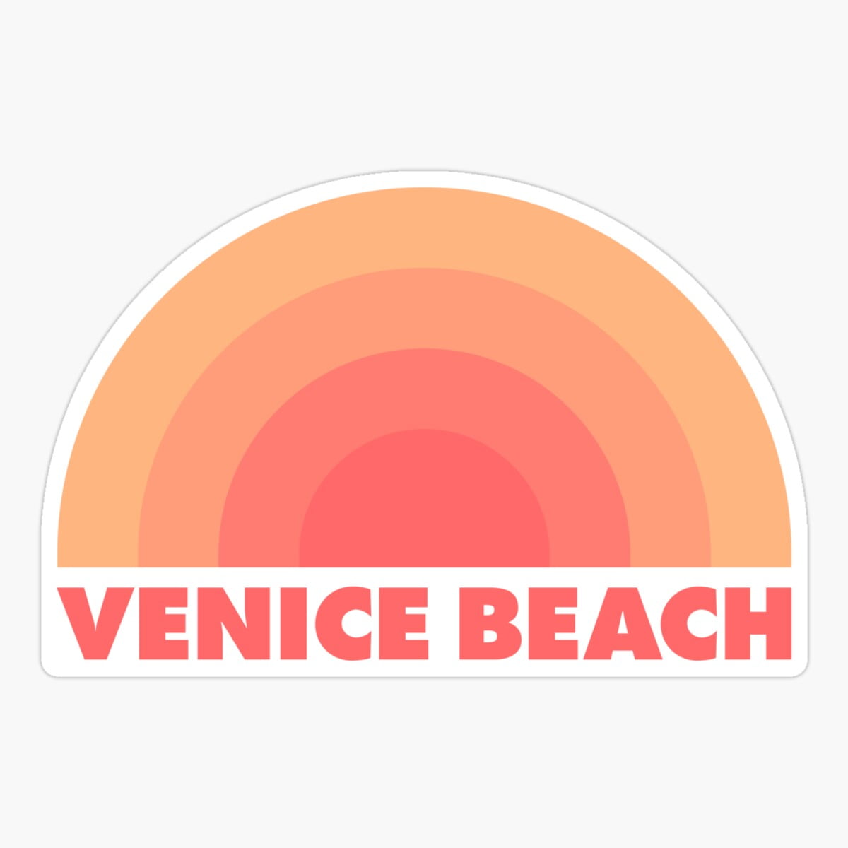 Maneki Venice Beach Retro Orange Sticker, Phone Decal Water Bottle ...