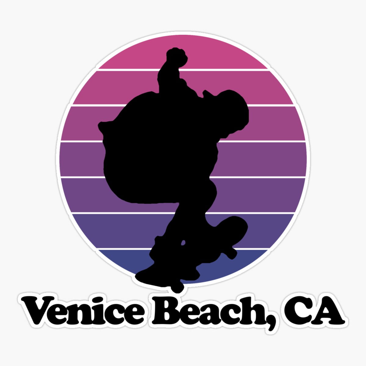 Maneki Venice Beach Skater Silhouette Sunset Sticker, Phone Decal Water ...