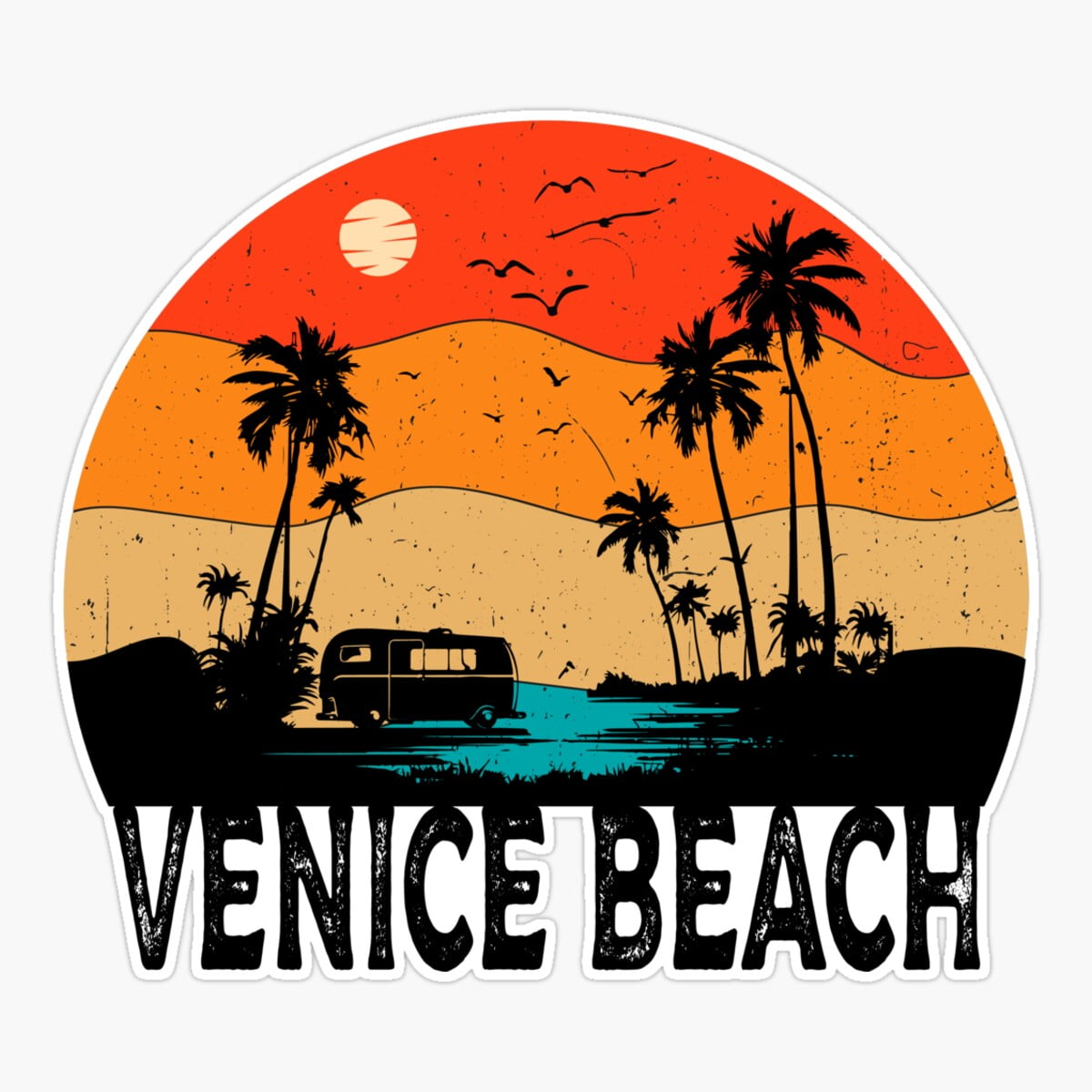 Maneki Venice Beach Vintage Sticker, Phone Decal Water Bottle Stickers ...
