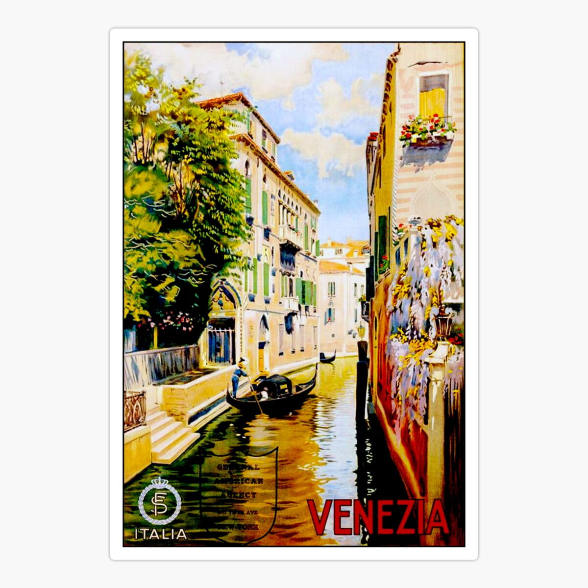 Maneki Venice Canals; Vintage Travel Advertising Print Sticker, Phone ...