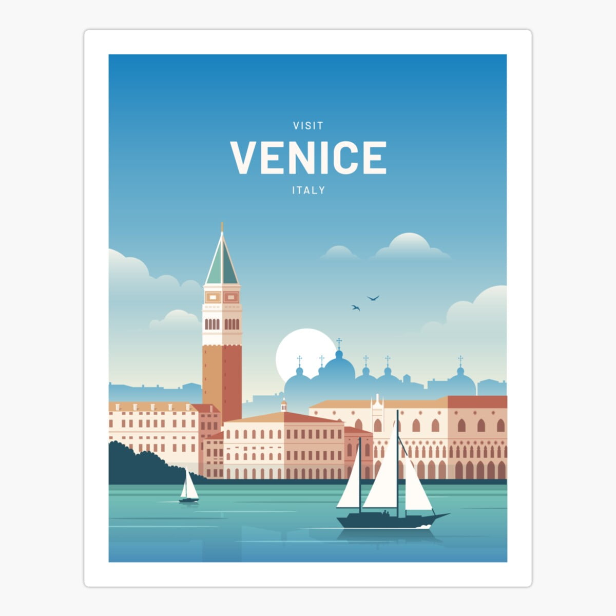 Maneki Venice Italy Vintage Travel Sticker, Phone Decal Water Bottle ...