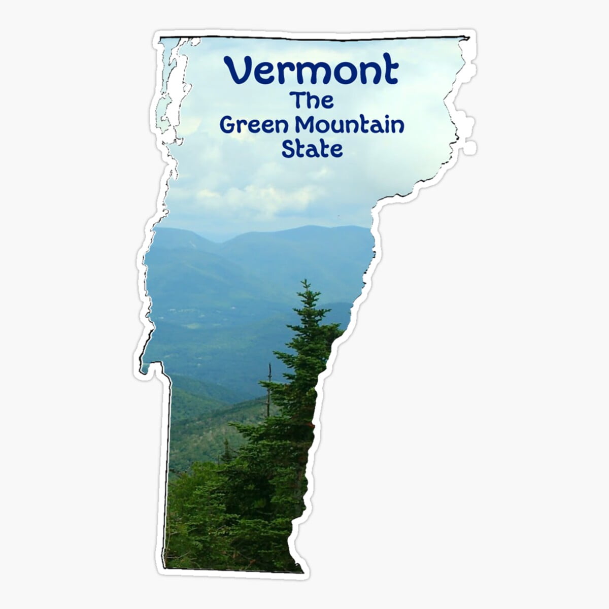 Maneki Vermont Map With State Nickname: The Green Mountain State ...
