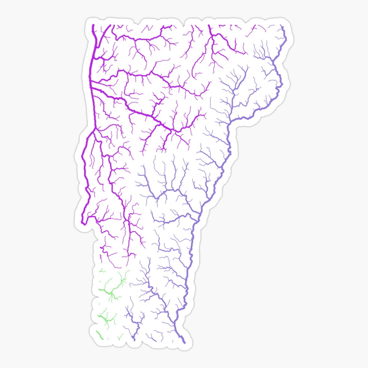 Maneki Vermont River Basin Map In Rainbow Colours With White Background ...