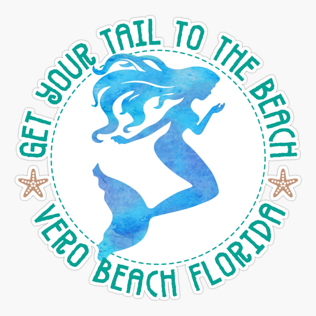 Maneki Vero Beach Florida Funny Mermaid Sticker, Phone Decal Water ...