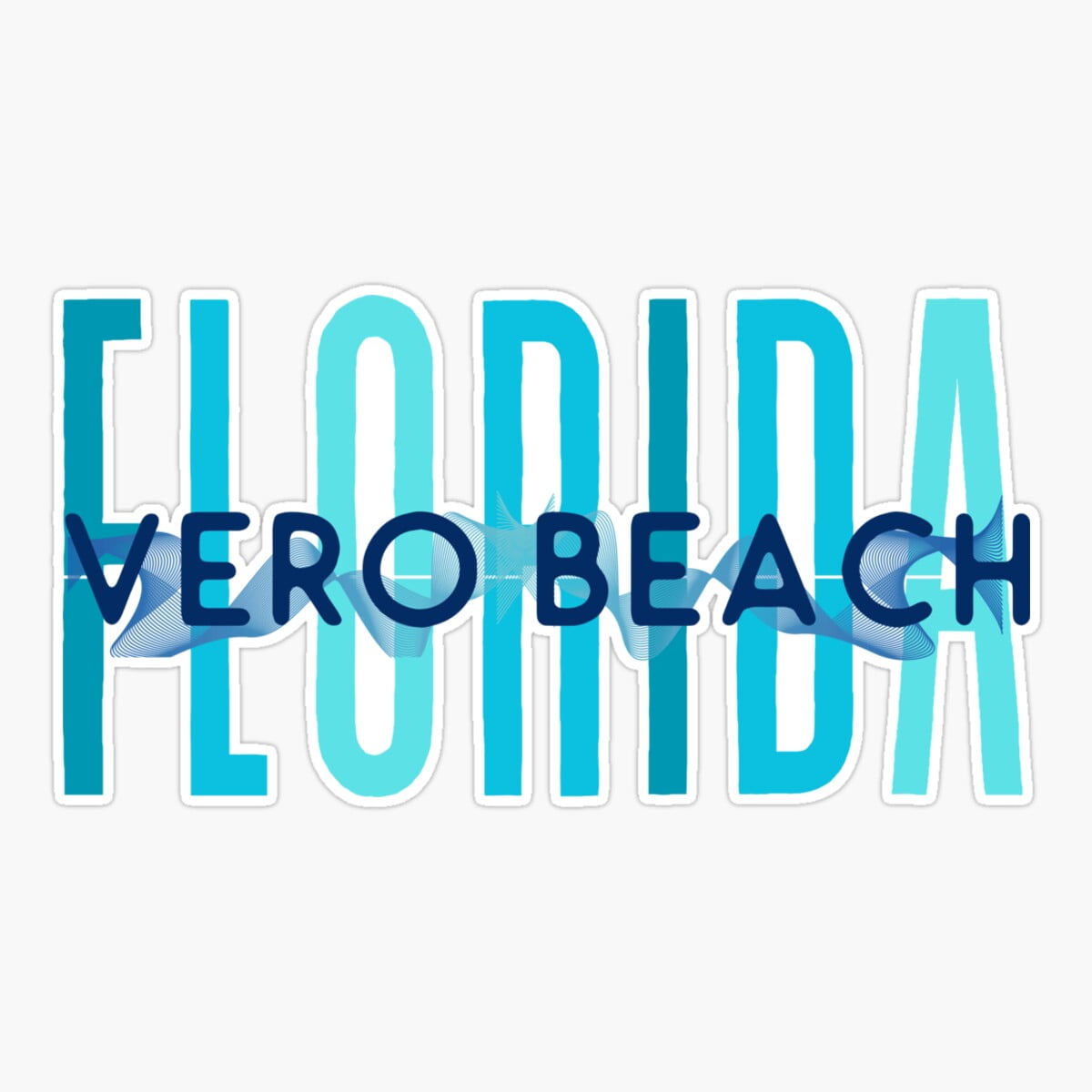 Maneki Vero Beach Florida (Ocean Split) Sticker, Phone Decal Water ...