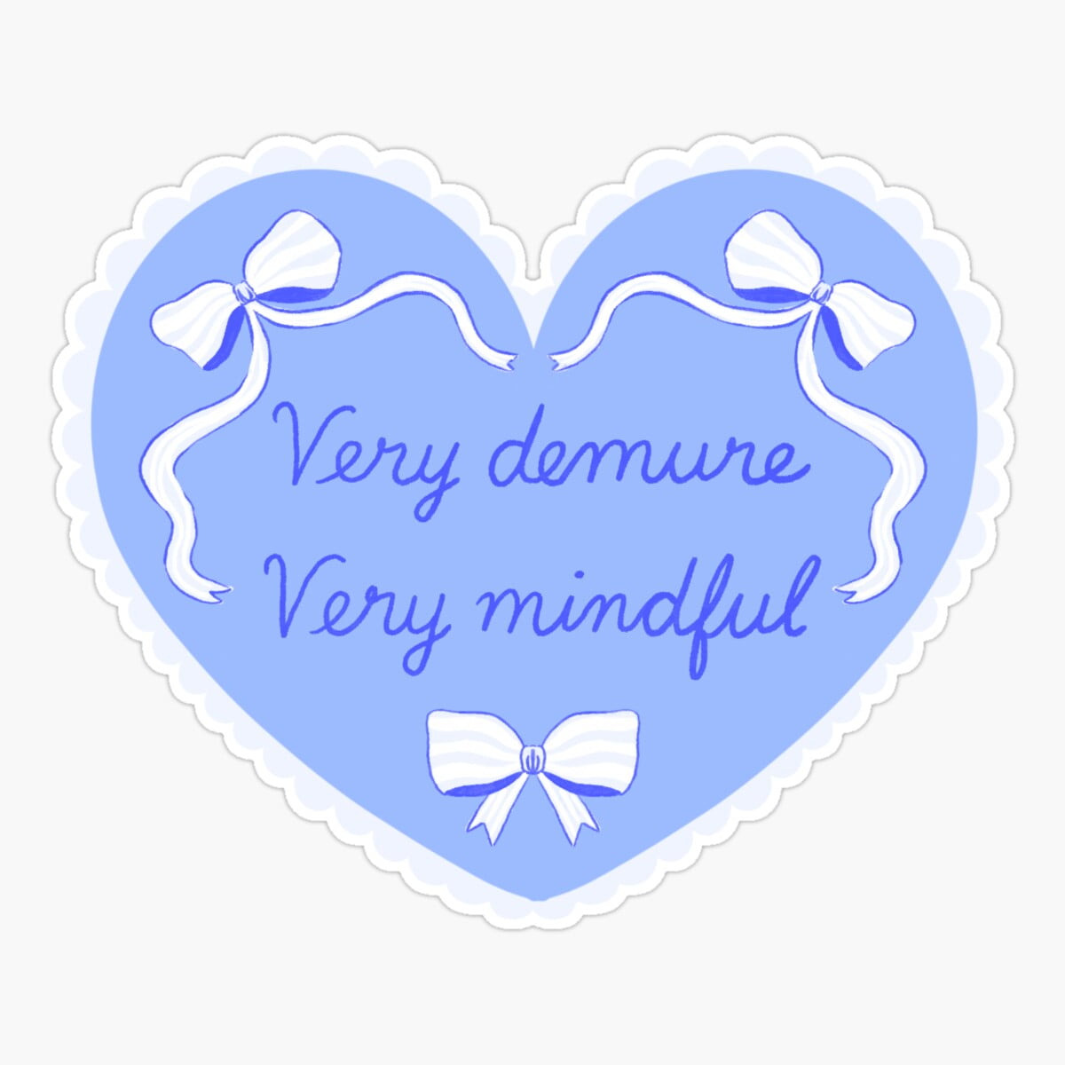 Maneki Very Demure Very Mindul Blue Heart With Bows Er, Phone Decal ...