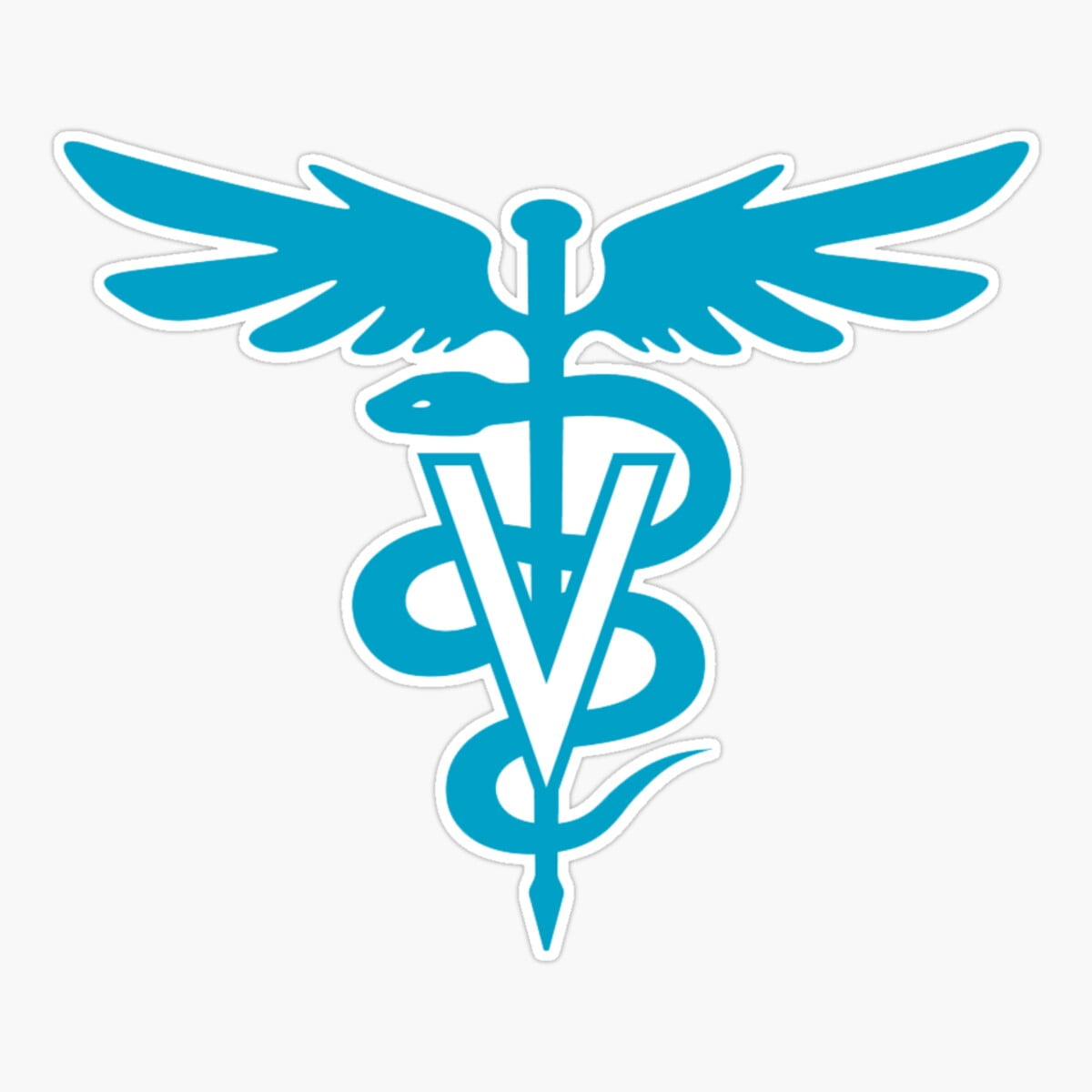 Maneki Veterinary Medicine Caduceus Symbol Blue Er, Phone Decal Water ...