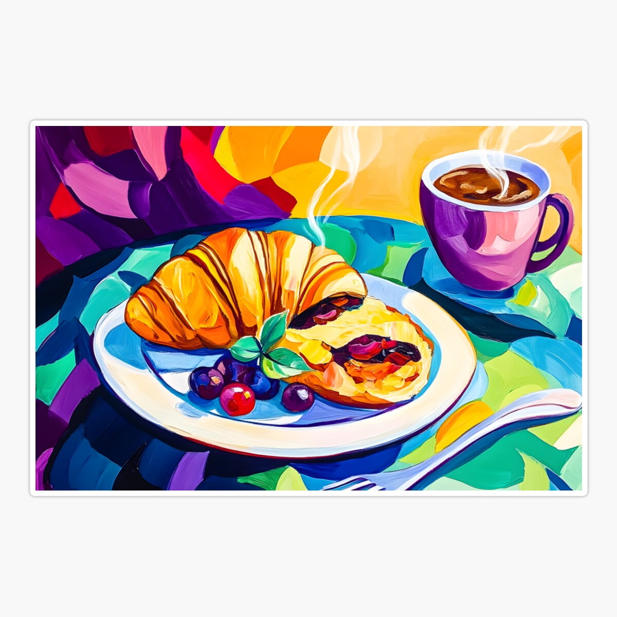 Maneki Vibrant Breakast With Coee Croissant And Resh Ruit Digital ...