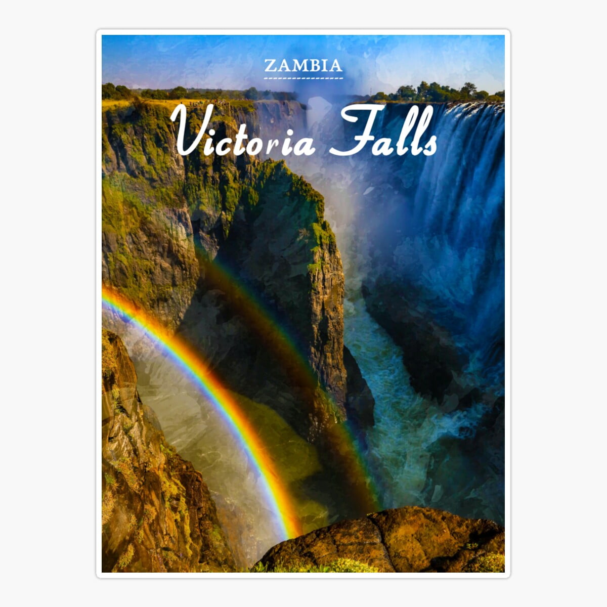 Maneki Victoria Falls Zambia Travel Sticker, Phone Decal Water Bottle ...