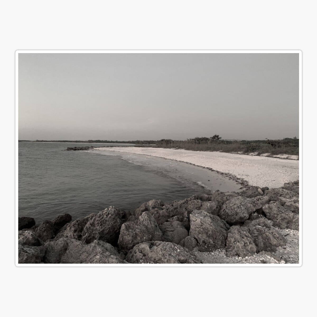 Maneki View O The Beach Rom The Jetty, Black And White Sticker, Phone ...