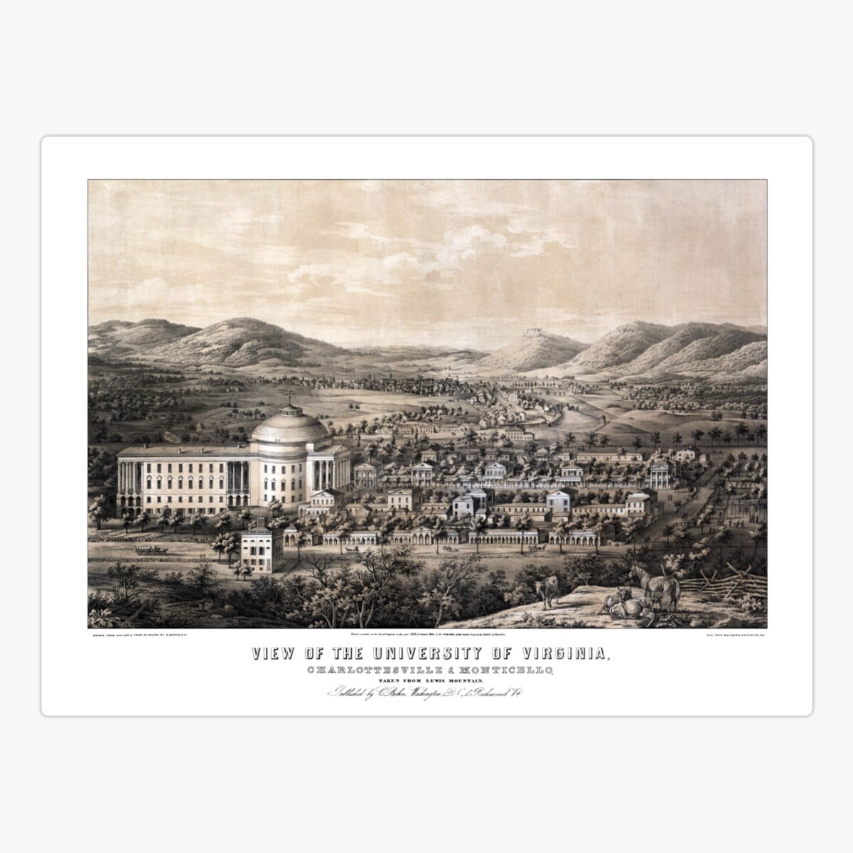 Maneki View O The University O Virginia - 1856 Sticker, Phone Decal ...