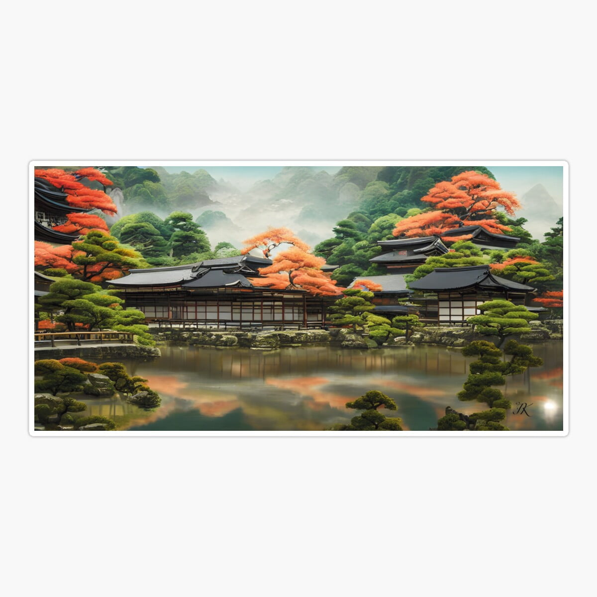 Maneki View Of Ancient Japan Fantasy A Realistic Artwork 19 Sticker ...