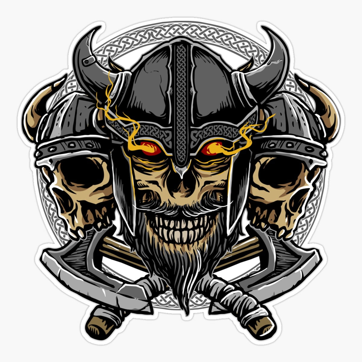 Maneki Viking Skulls With Crossed Axes Er, Phone Decal Water Bottle ...