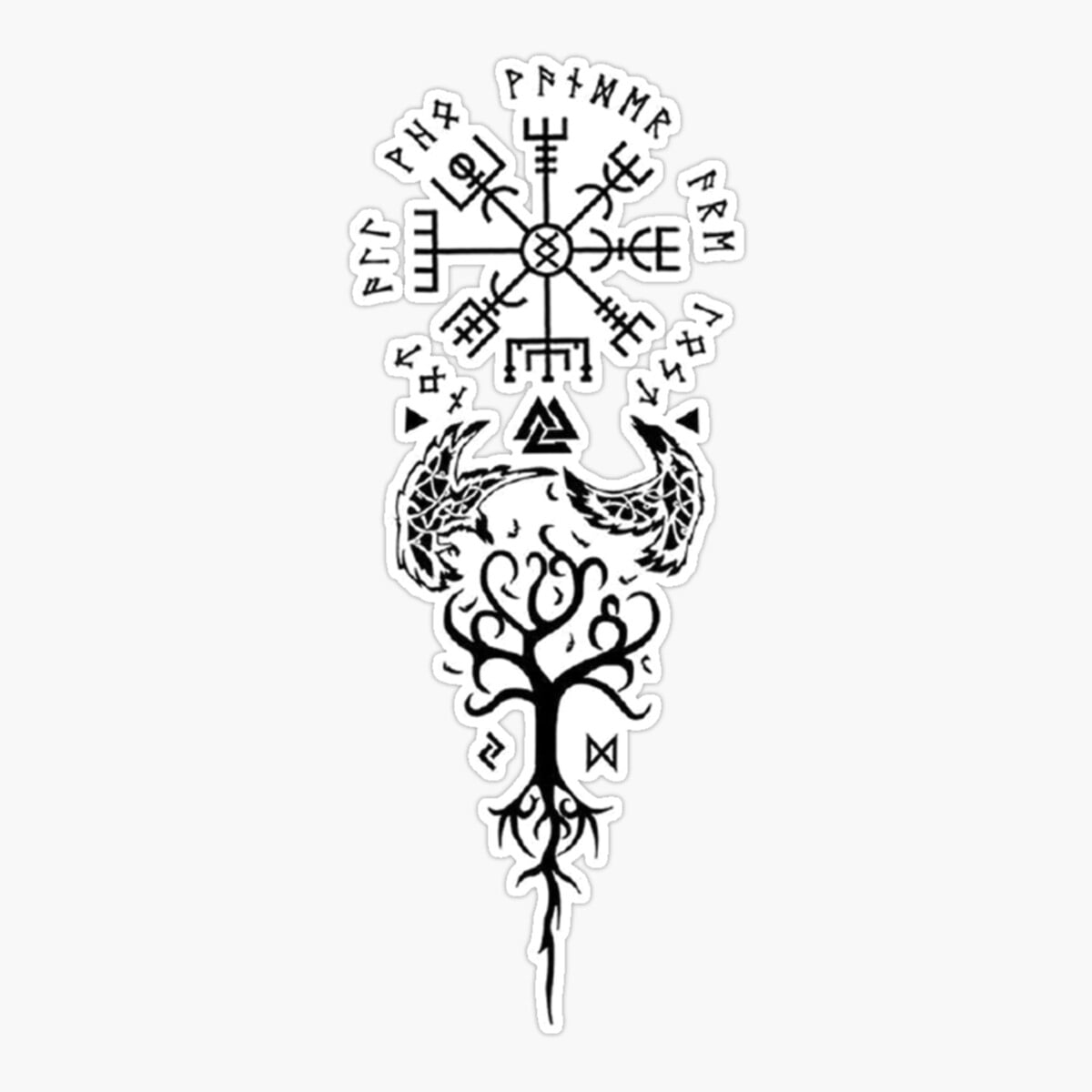 Maneki Viking Vegvisir - Thor Hummer Er, Phone Decal Water Bottle ...