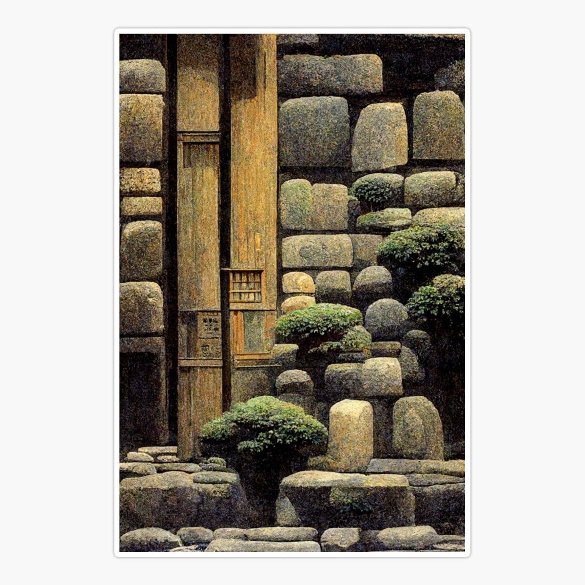 Maneki Village Stone Walls Sticker, Phone Decal Water Bottle Stickers ...