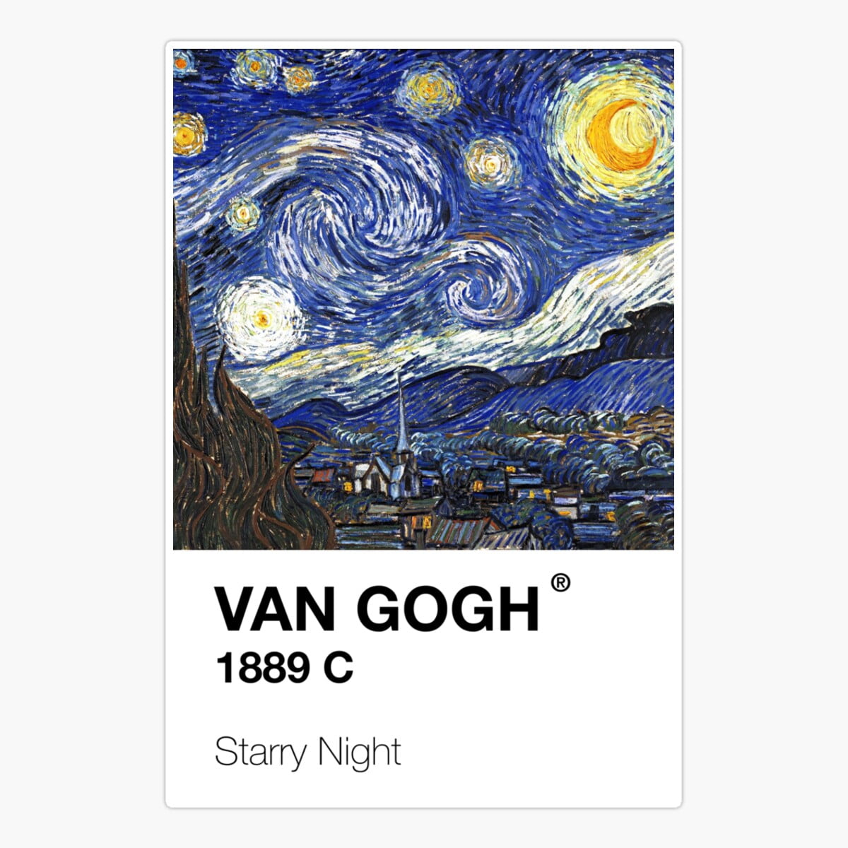 Maneki Vincent Van Gogh Starry Night Pantone Sticker, Phone Decal Water ...
