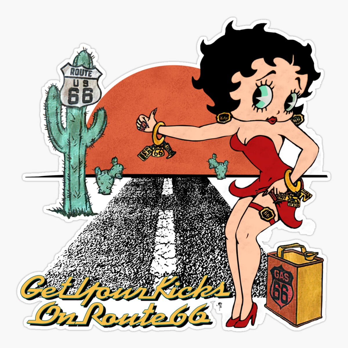 Maneki Vintage 1994 Betty Boop Cartoon Get Your Kicks On Route 66 ...