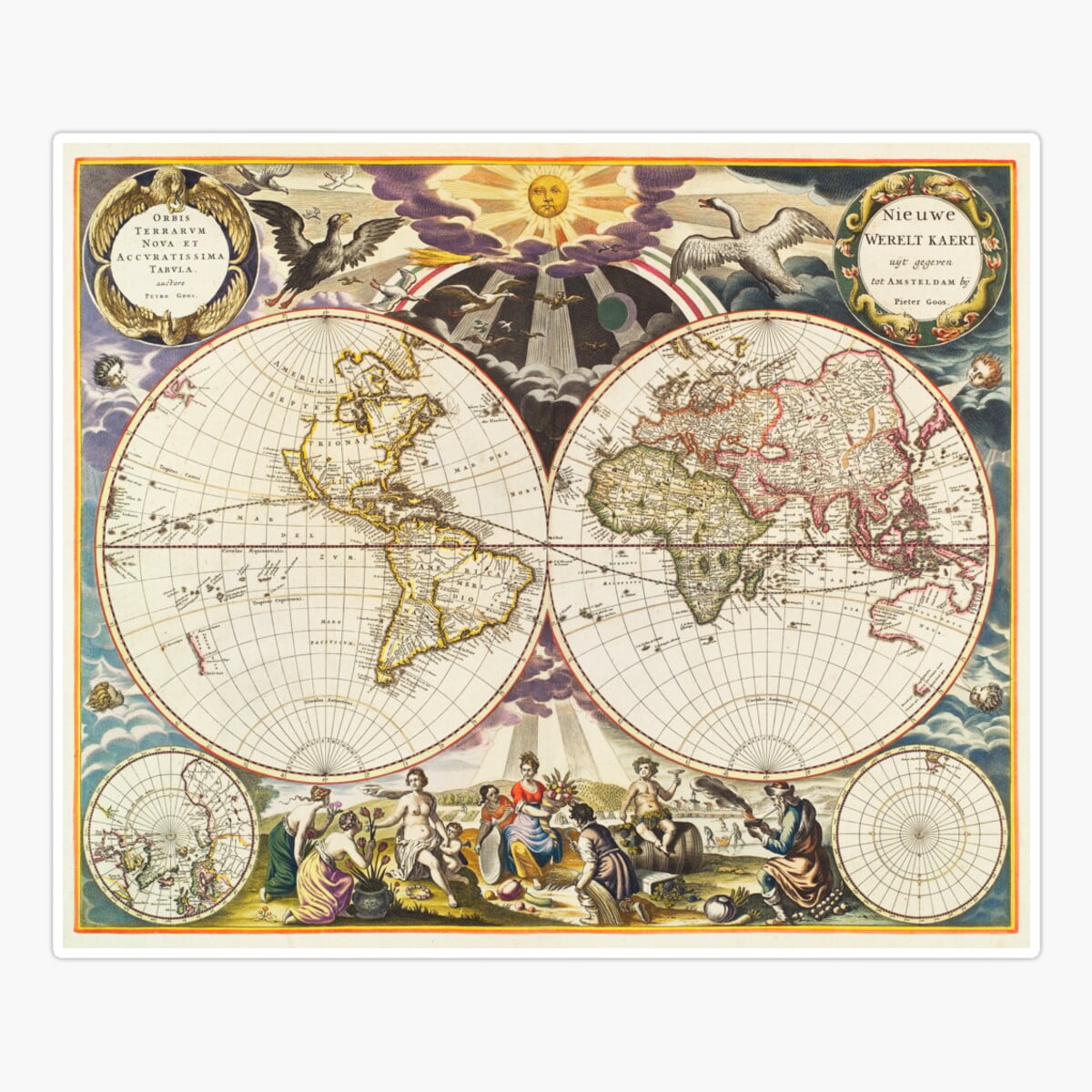 Maneki Vintage Antique World Map Sticker, Phone Decal Water Bottle ...