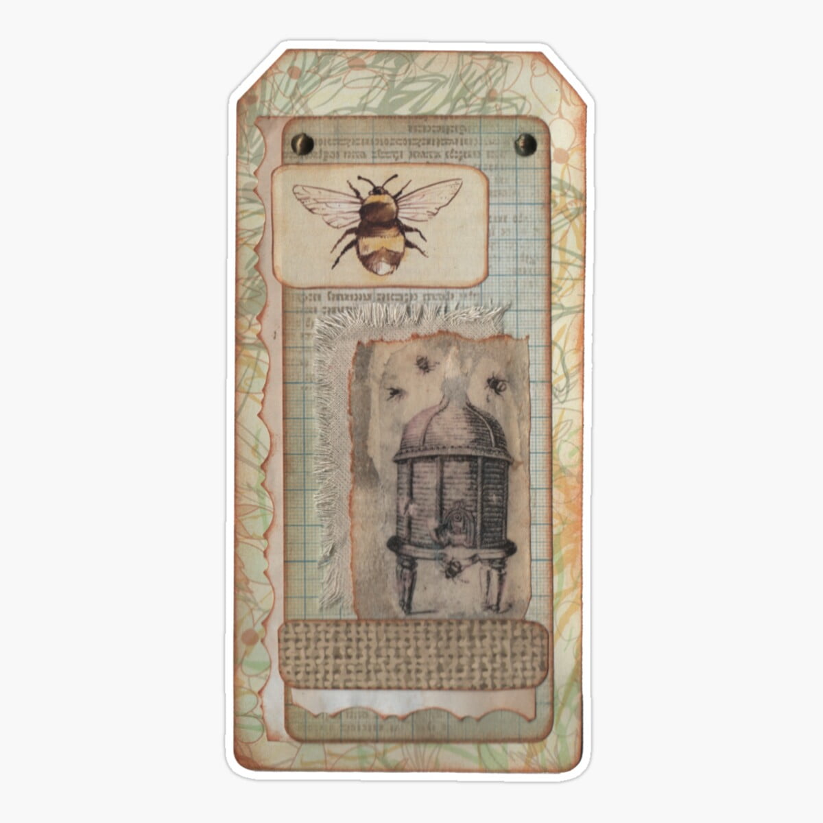 Maneki Vintage Bee Collage - Dark Academia Sticker, Phone Decal Water ...