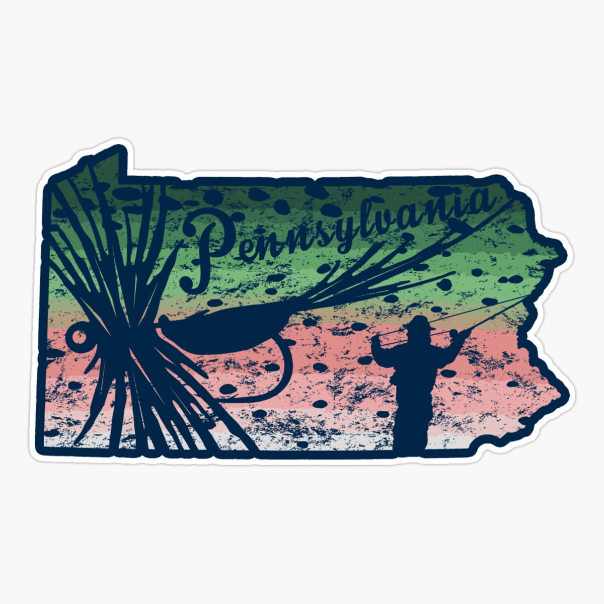 Maneki Vintage Big Ly Distressed Rainbow Trout Steelhead Pennsylvania ...