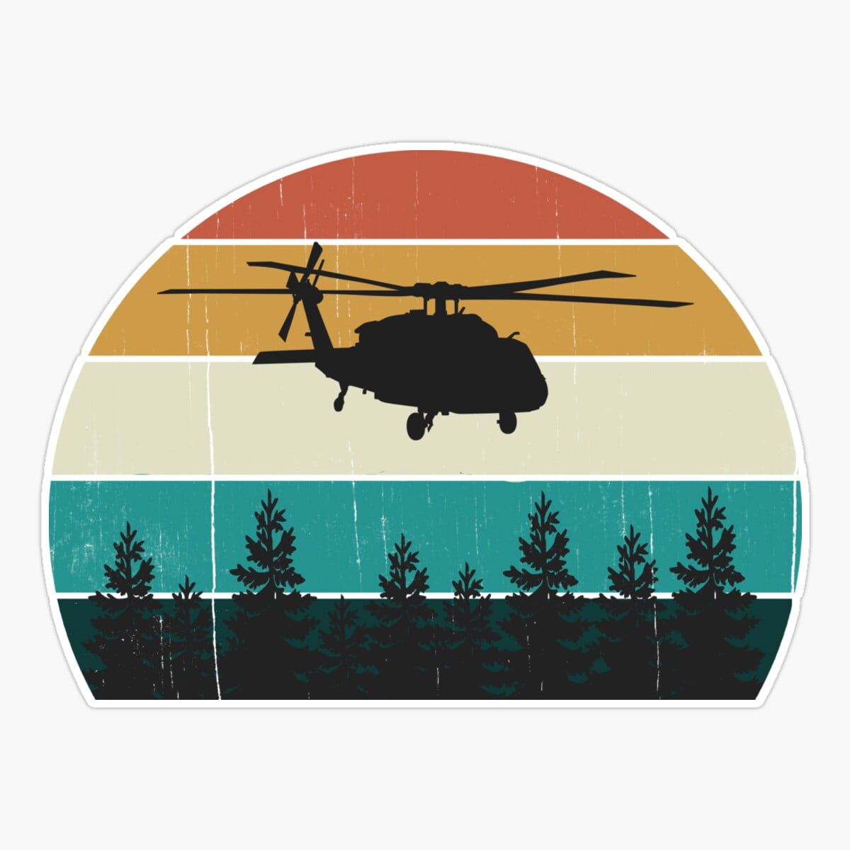 Maneki Vintage Blackhawk / Helicopter - Retro War Sunset Sticker, Phone ...