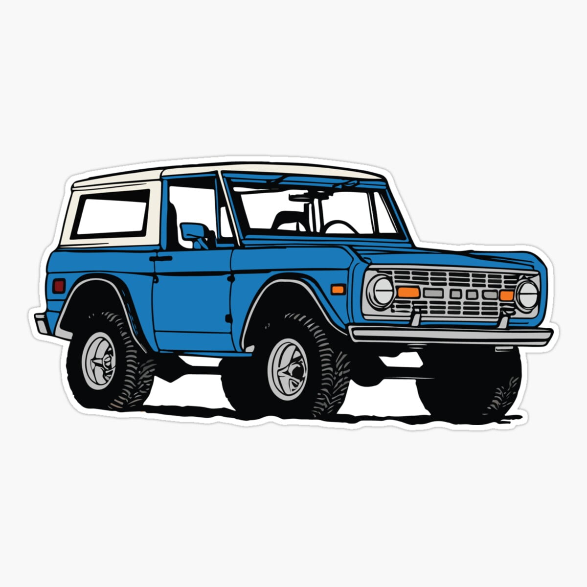 Maneki Vintage Blue Ford Bronco Line Drawing Sticker, Phone Decal Water ...