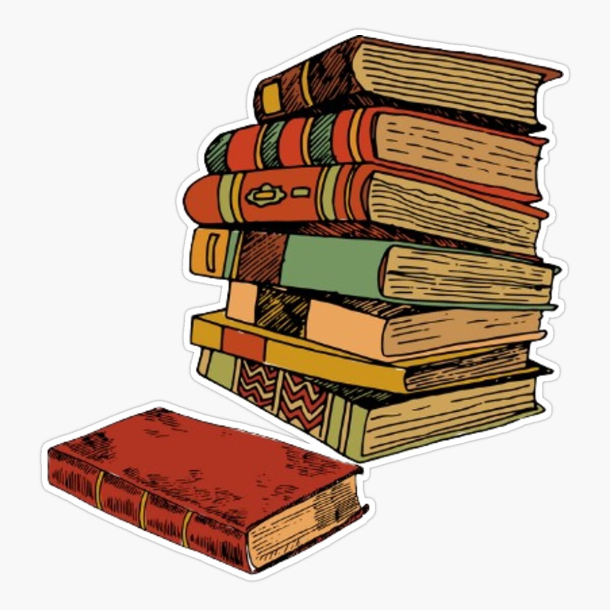 Maneki Vintage Book Stack Sticker, Phone Decal Water Bottle Stickers ...