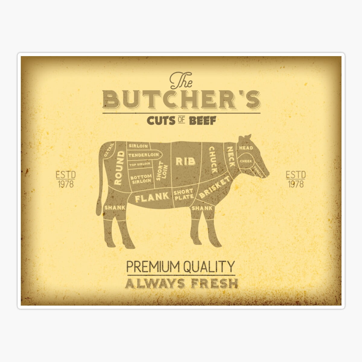 Maneki Vintage Butchers Shop Print O Cuts O Bee Sticker, Phone Decal ...
