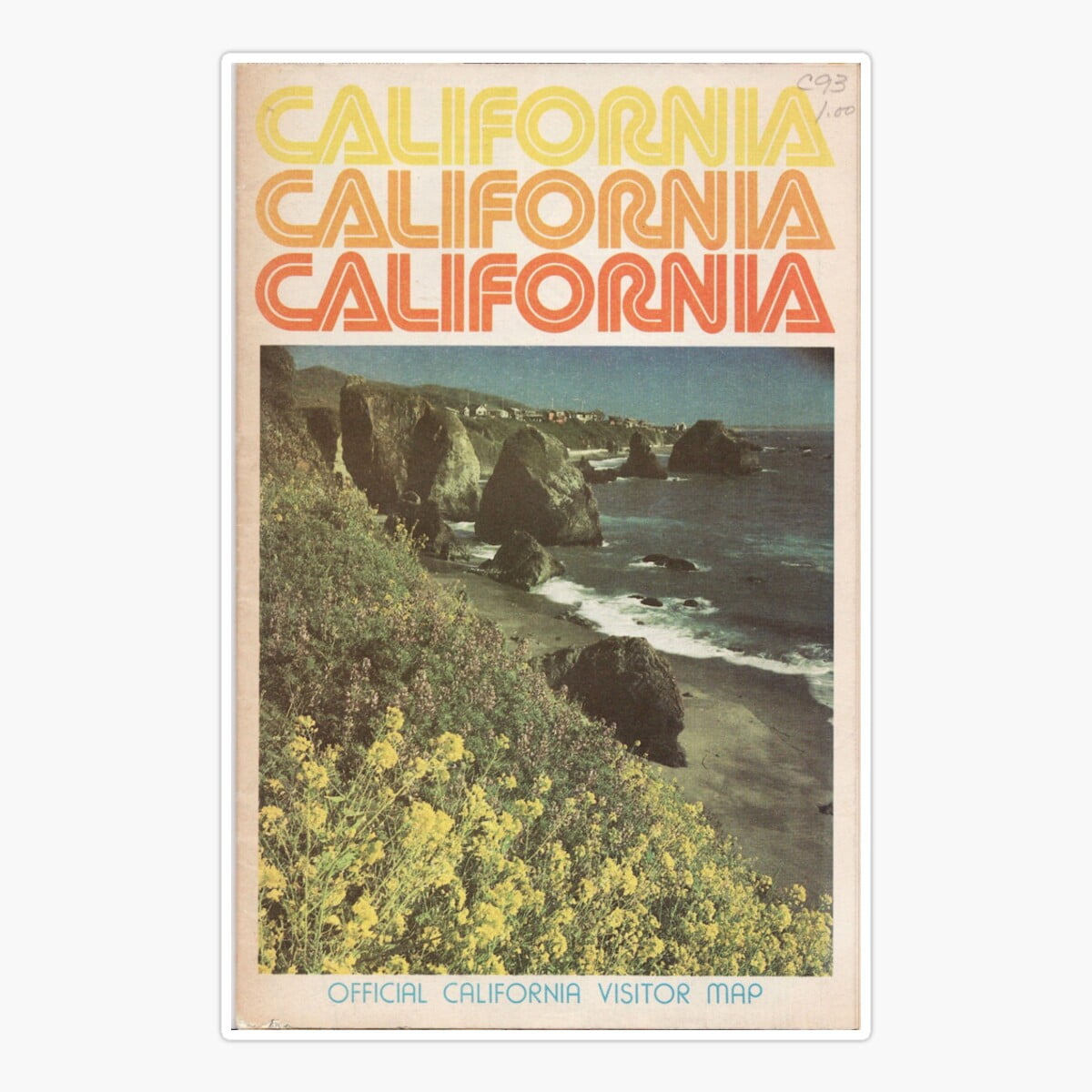 Maneki Vintage California Travel Guide Sticker, Phone Decal Water ...