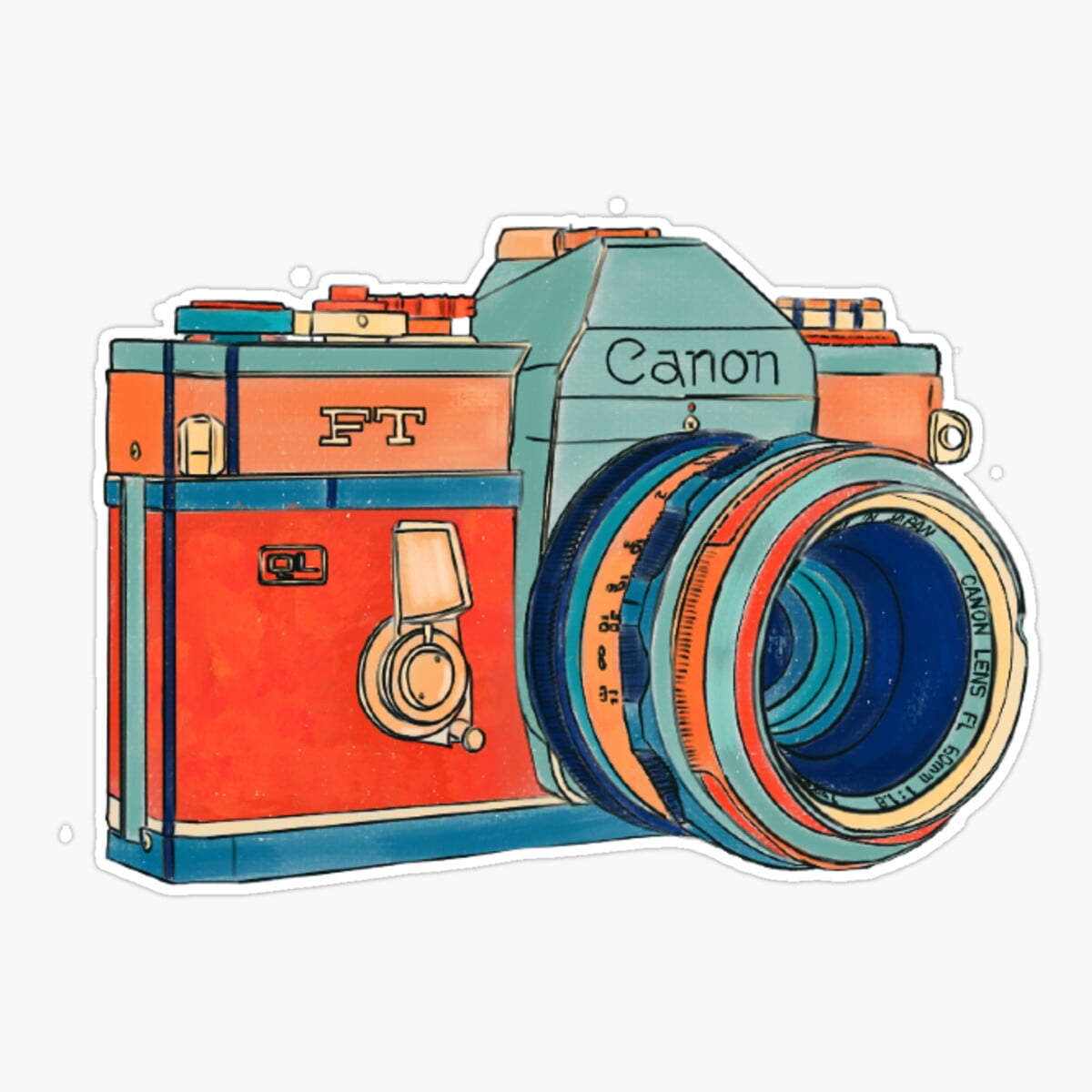 Maneki Vintage Camera Sticker, Phone Decal Water Bottle Stickers Car ...