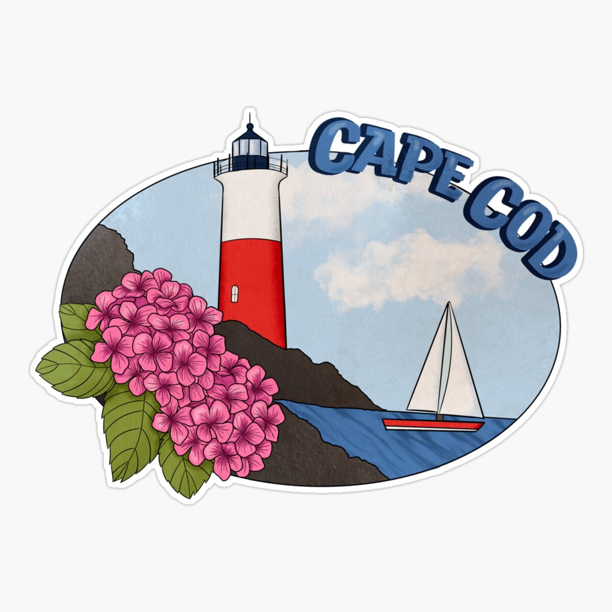 Maneki Vintage Cape Cod Summer Sticker, Phone Decal Water Bottle ...