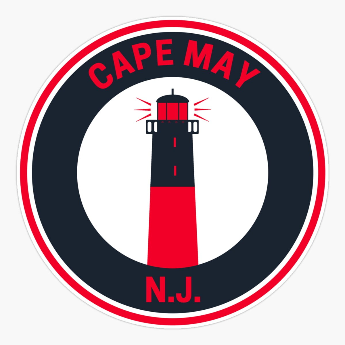 Maneki Vintage Cape May New Jersey Lighthouse Sticker, Phone Decal ...
