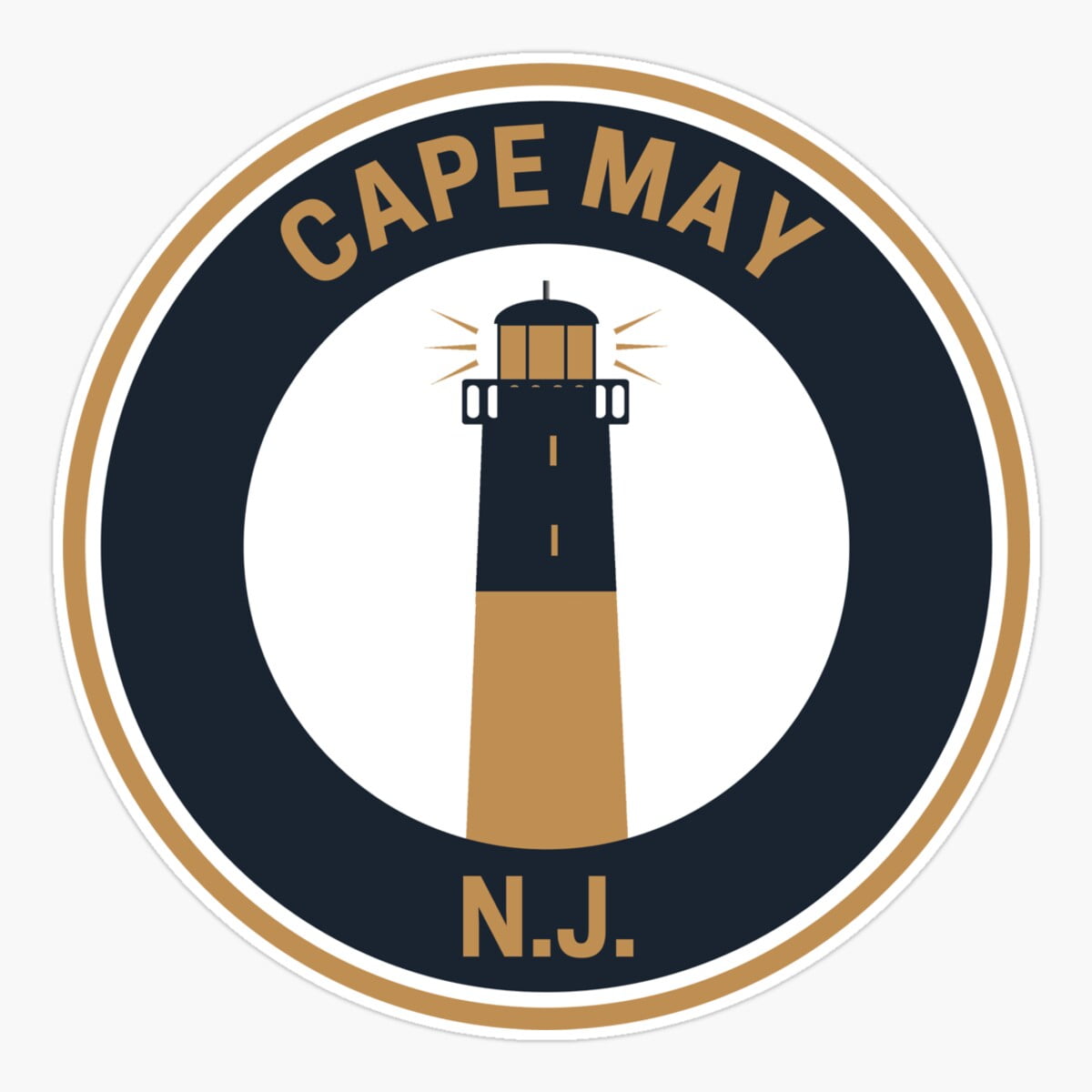 Maneki Vintage Cape May New Jersey Lighthouse Sticker, Phone Decal ...
