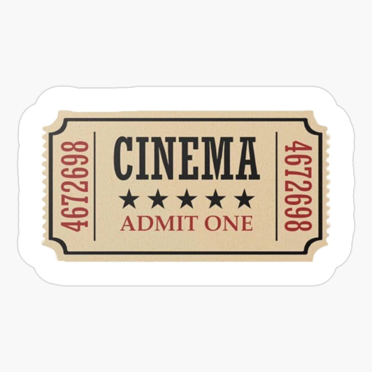 Maneki Vintage Cinema Ticket Sticker Sticker, Phone Decal Water Bottle ...