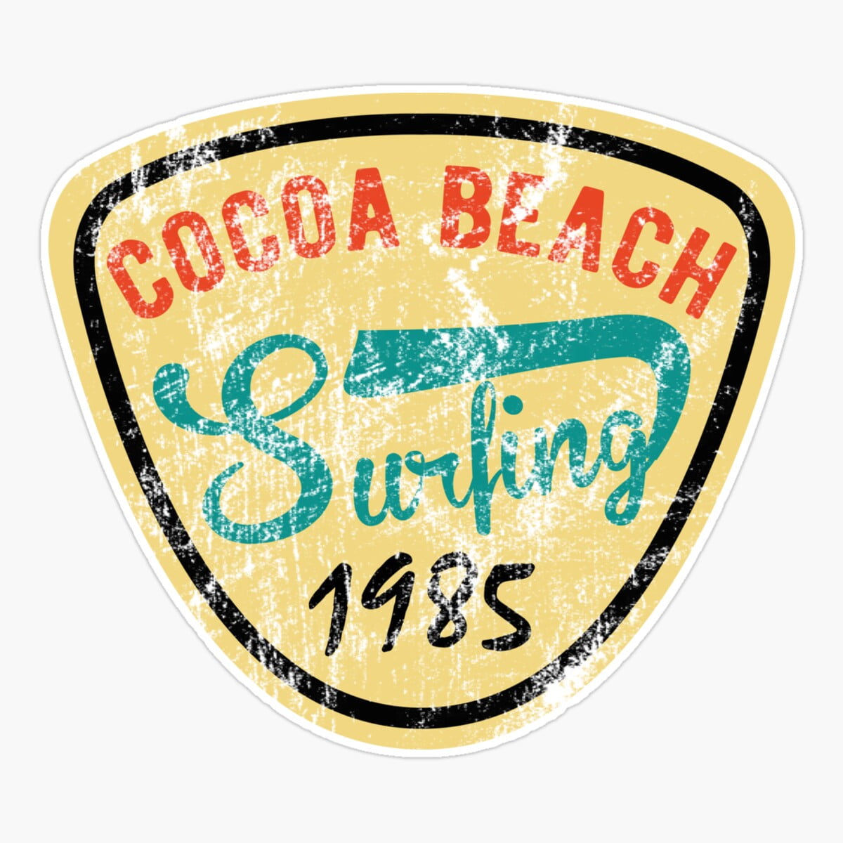 Maneki Vintage Cocoa Beach Surfing Sticker, Phone Decal Water Bottle ...