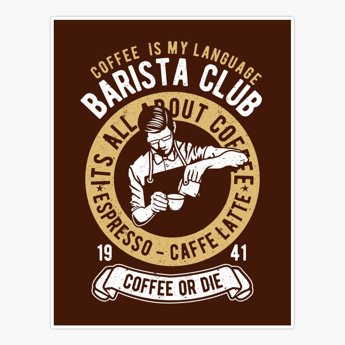 Maneki Vintage Coee Barista Sticker, Phone Decal Water Bottle Stickers ...