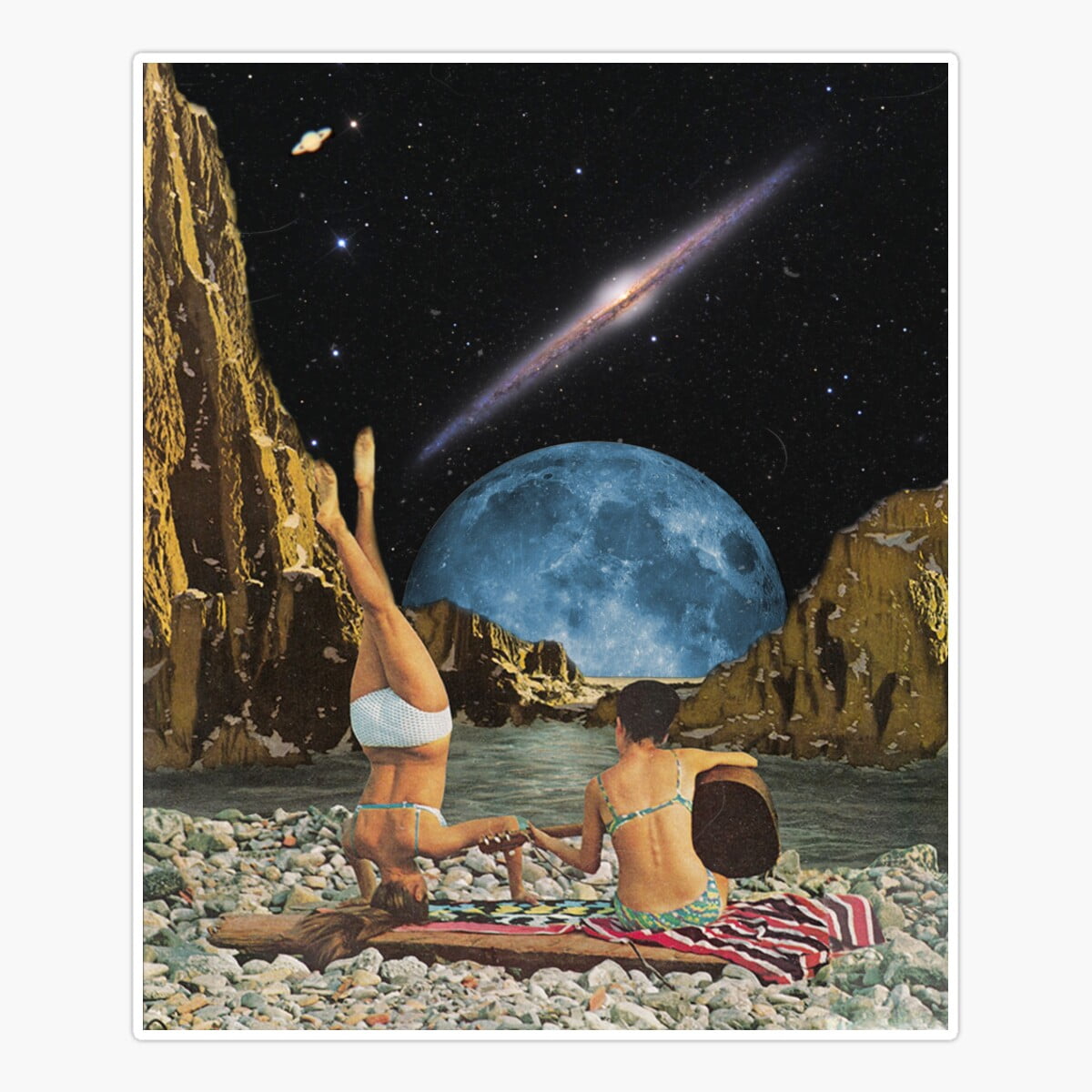 Maneki Vintage Collage Art Sticker, Phone Decal Water Bottle Stickers ...