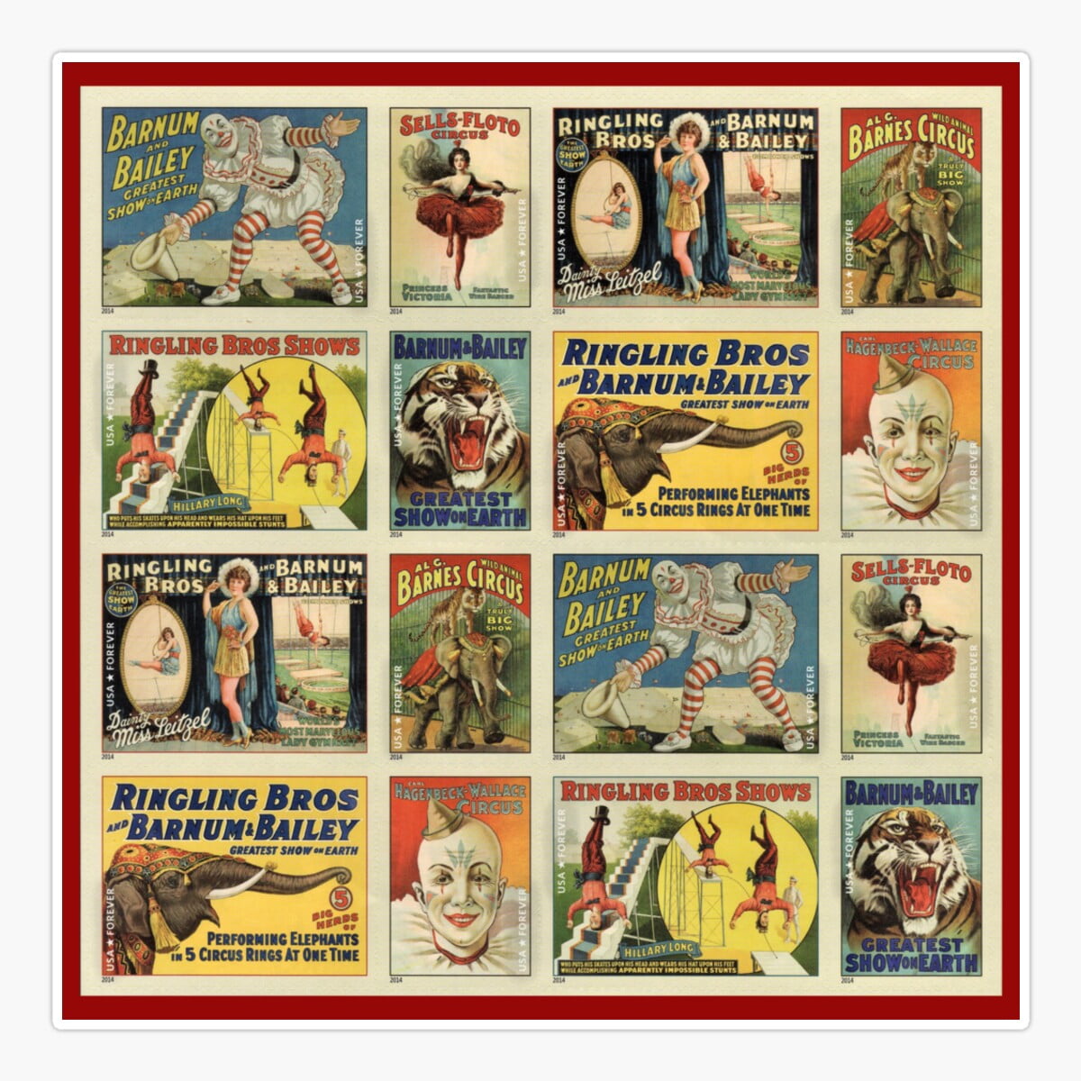 Maneki Vintage Colorful Circus Posters Sticker, Phone Decal Water ...