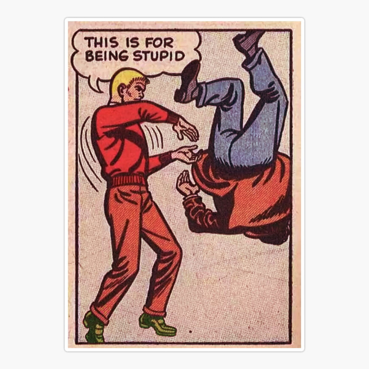 Maneki Vintage Comic Panel - Stupid Sticker, Phone Decal Water Bottle ...