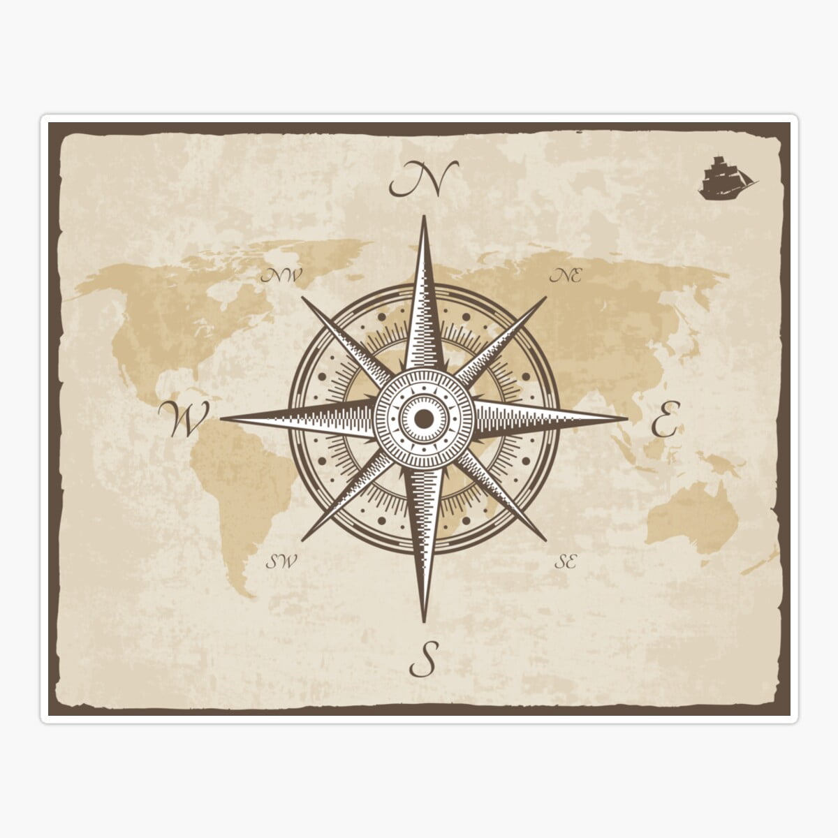 Maneki Vintage Comp - World Map Geography Sticker, Phone Decal Water ...