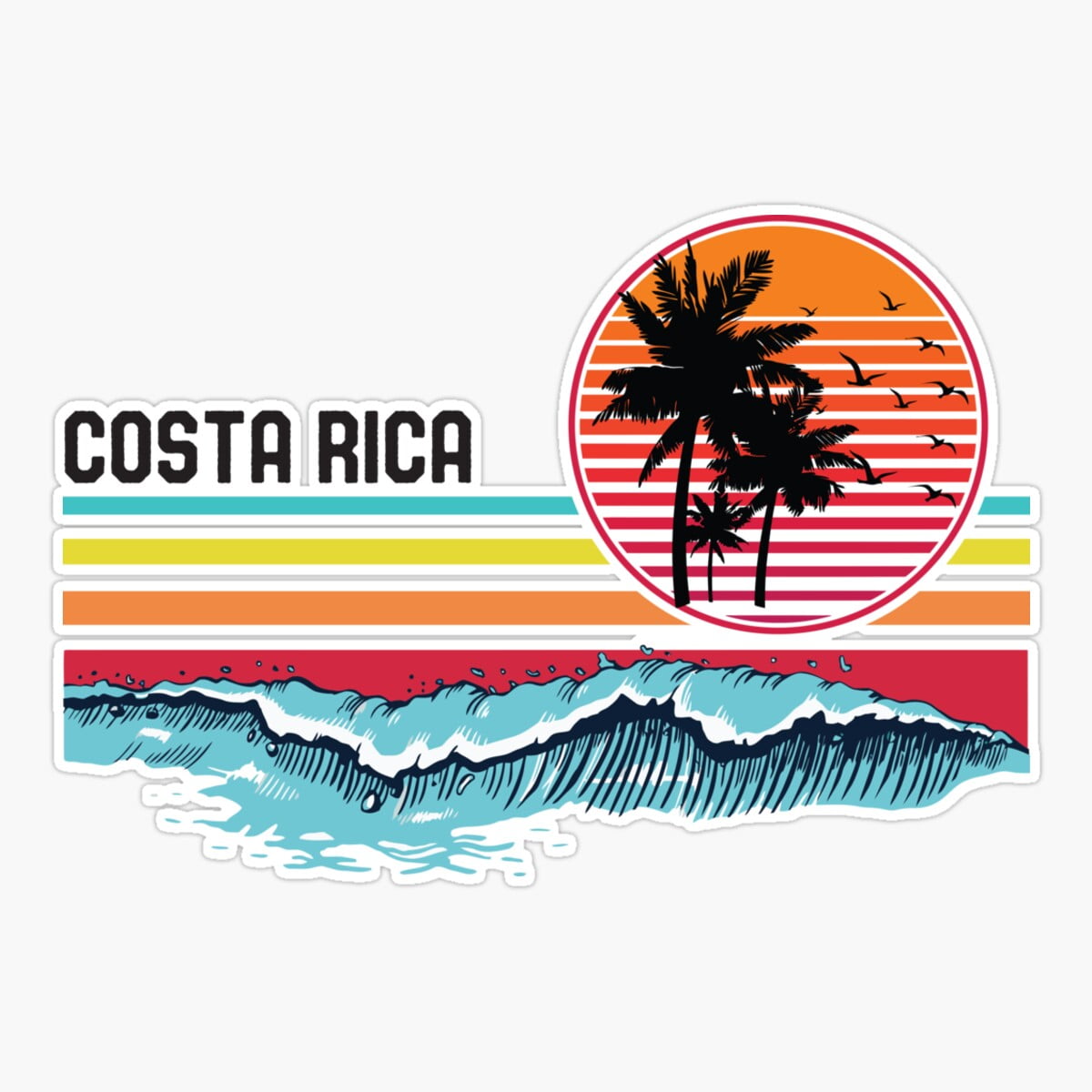 Maneki Vintage Costa Rica Beach Sunset Surfing Retro Surf Sticker ...