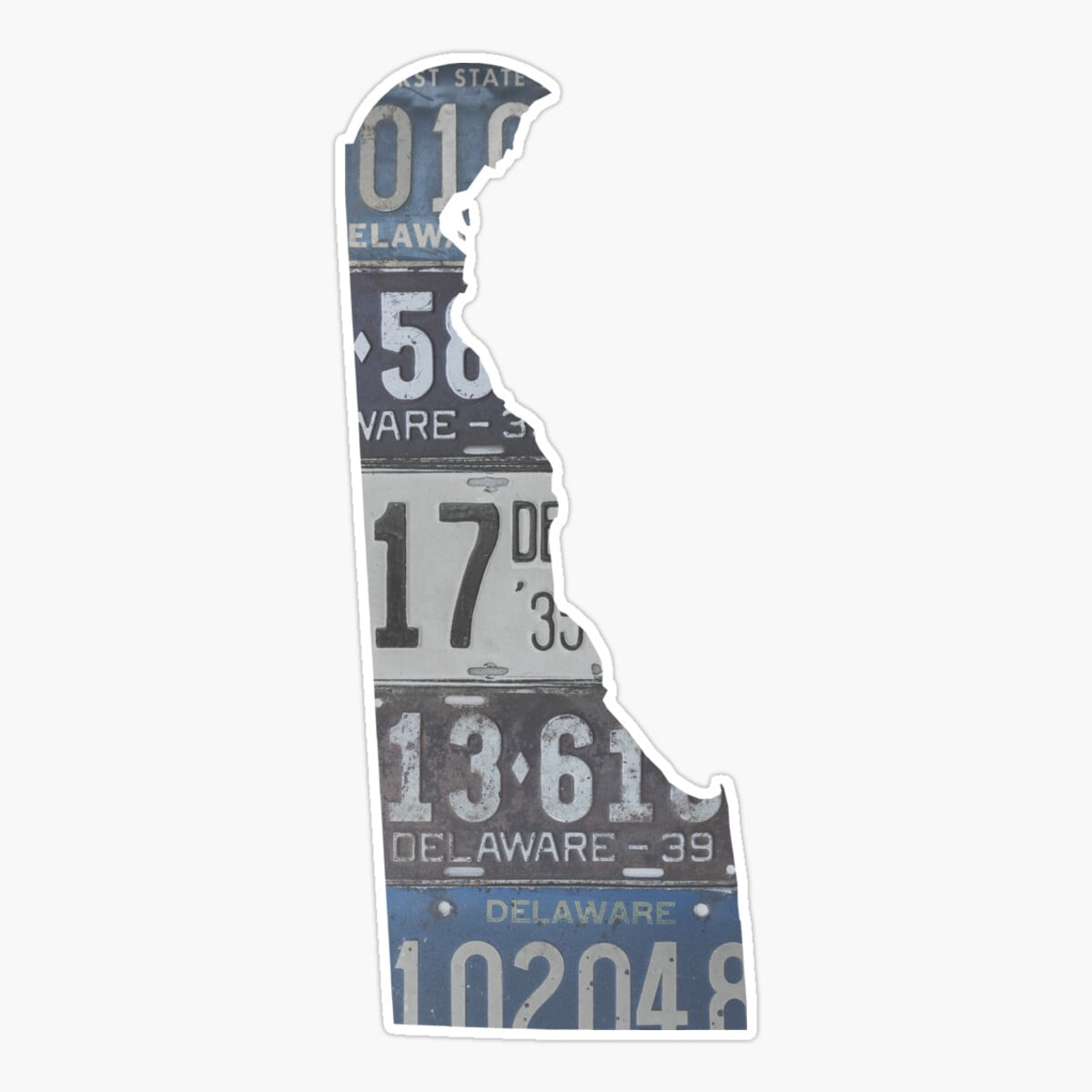 Maneki Vintage Delaware License Plates Sticker, Phone Decal Water ...