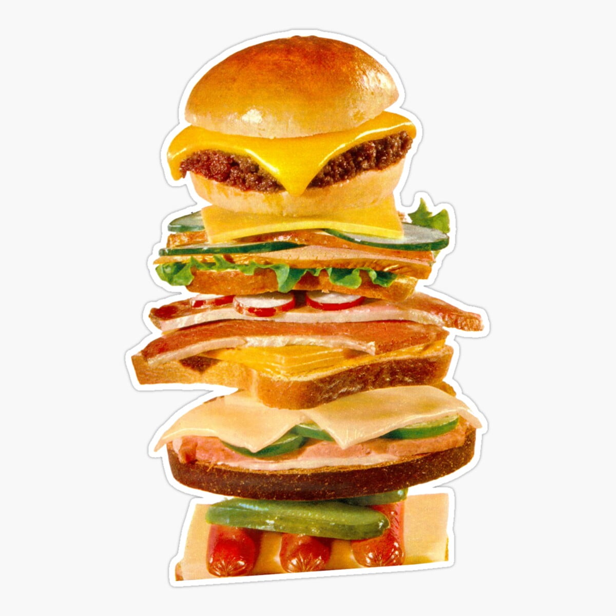 Maneki Vintage Delicious Sandwich Burger Sticker, Phone Decal Water ...