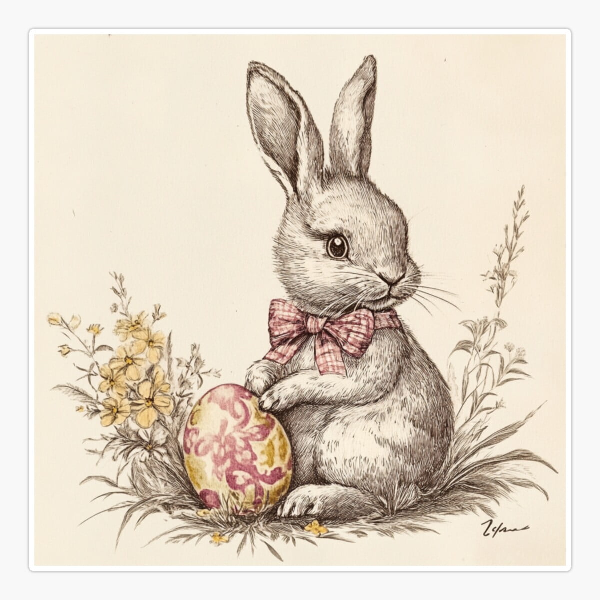 Maneki Vintage Easter Bunny Sketch er,Phone Decal Water Bottle Stickers ...