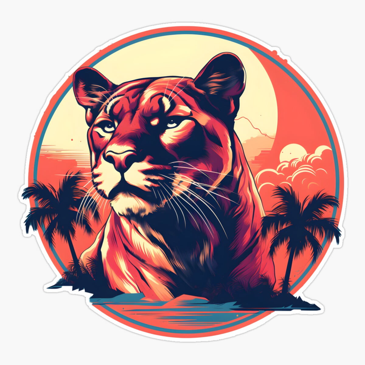 Maneki Vintage Florida Panther Illustration | Nature Art Sticker, Phone ...