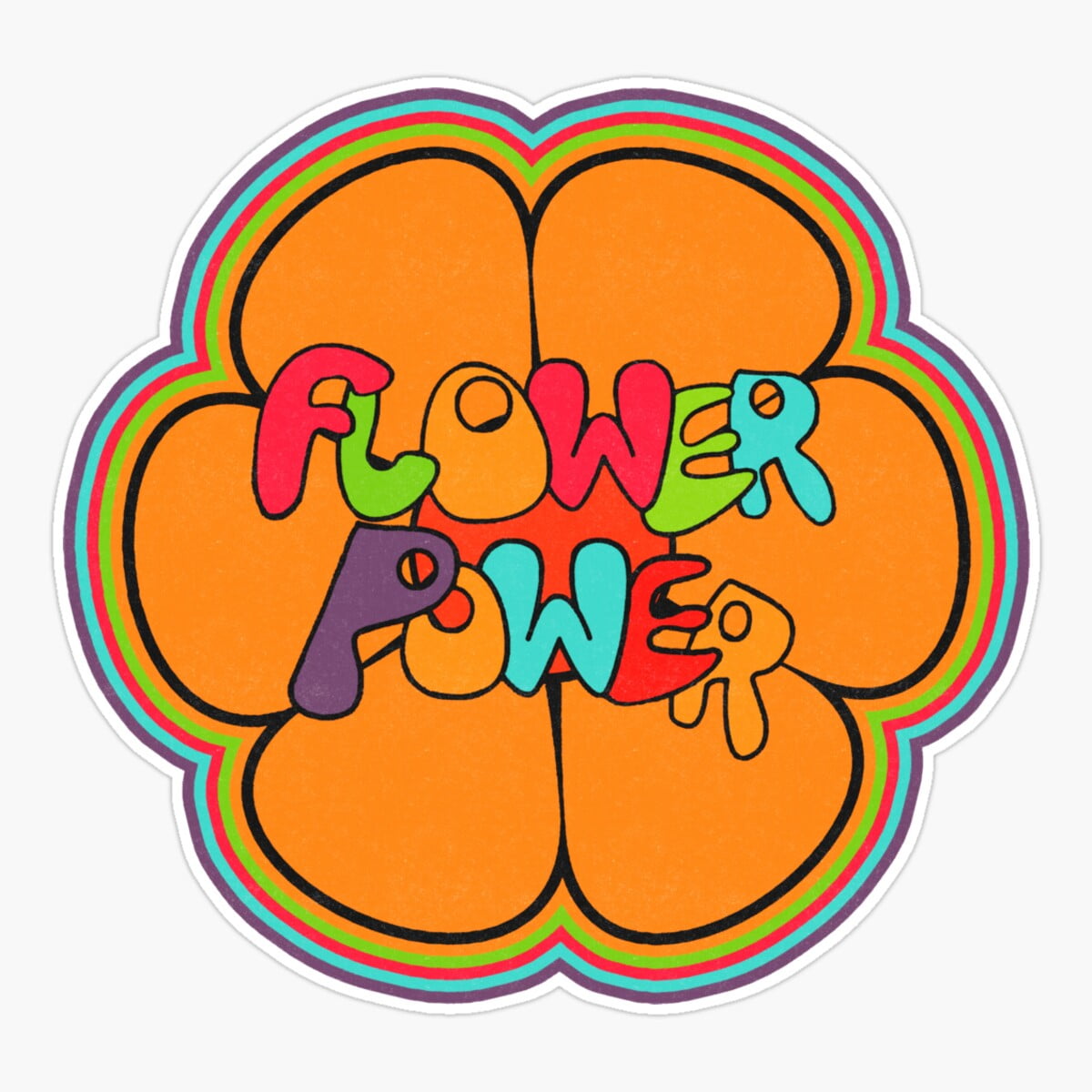 Maneki Vintage Flower Power Sticker, Phone Decal Water Bottle Stickers ...