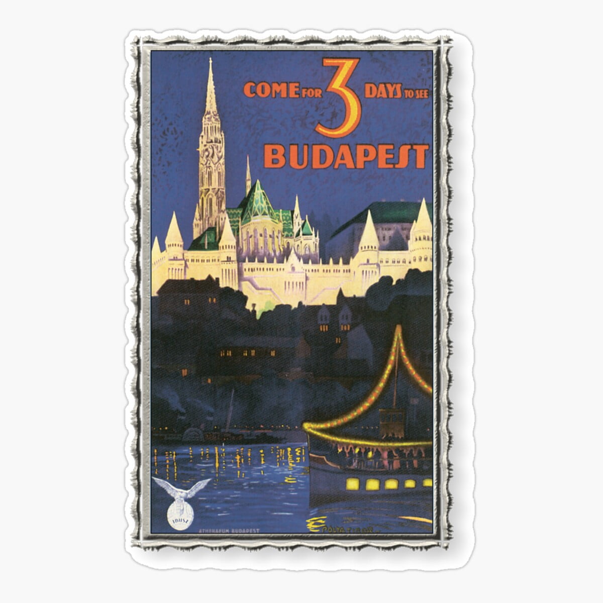 Maneki Vintage Framed Art Of Budapest Hungary Sticker, Phone Decal ...