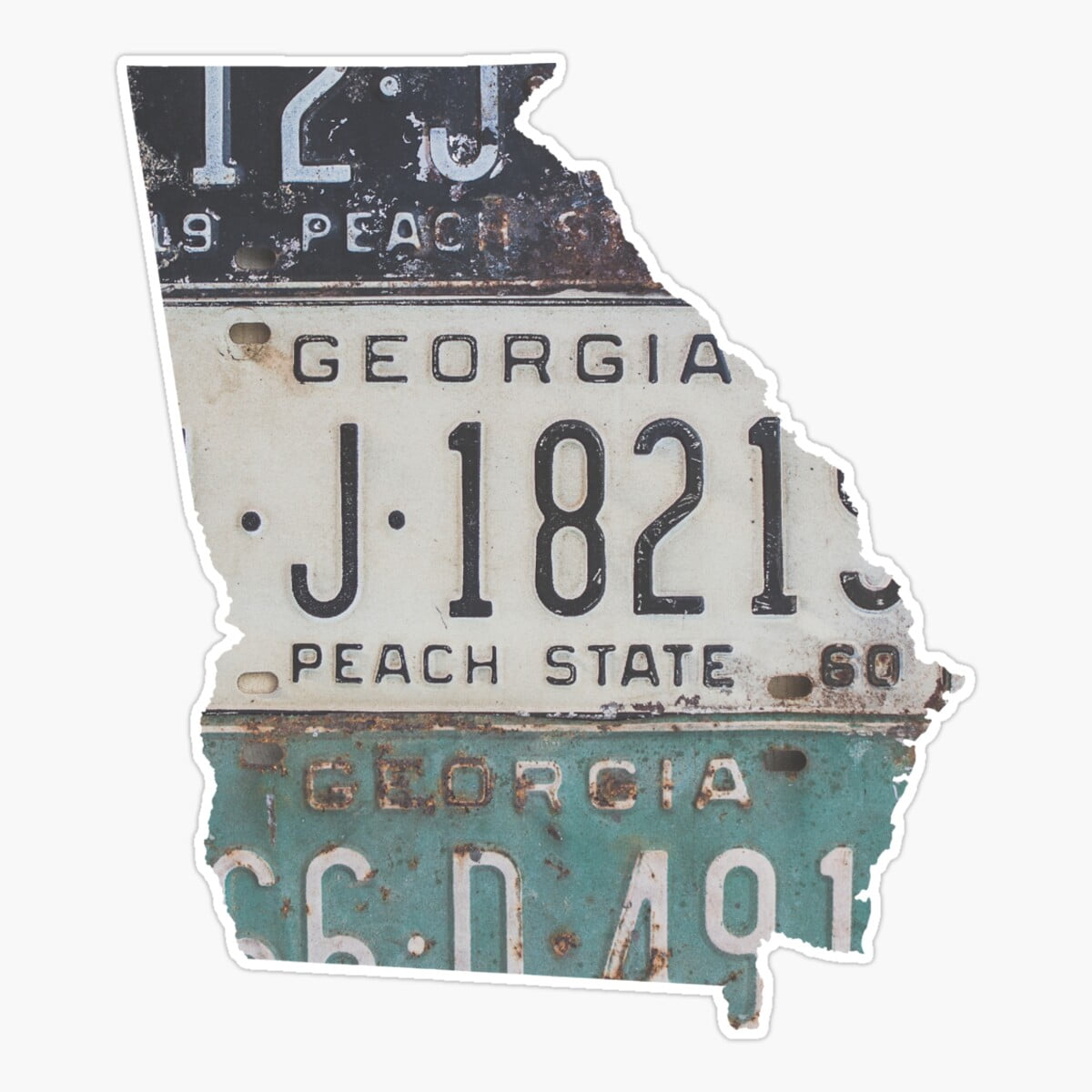 Maneki Vintage Georgia License Plates Sticker, Phone Decal Water Bottle ...